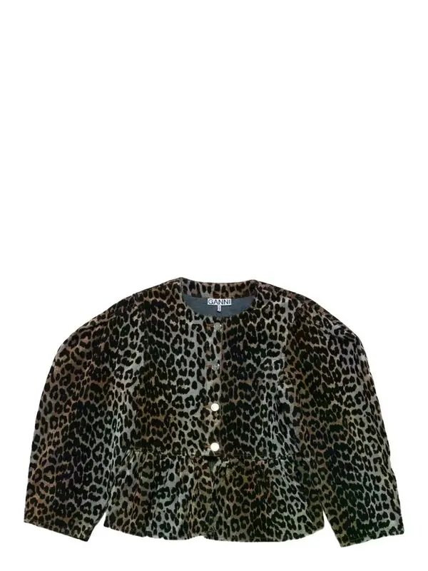 GANNI Animal Print Fitted Jacket - Brown