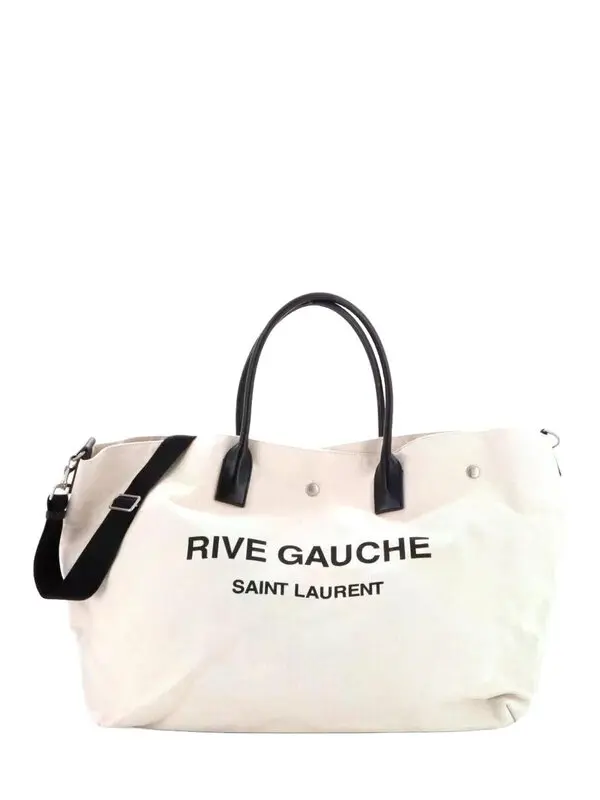 Saint Laurent Rive Gauche Shopper Canvas Maxi Tote Bag - Neutrals