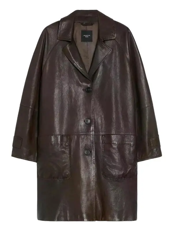 Max Mara Camino Leather Coat - Brown