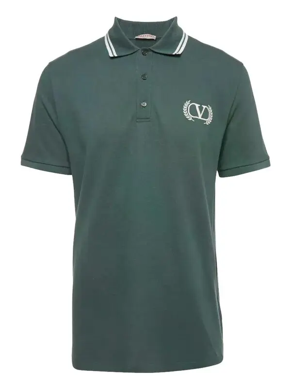 Valentino Garavani Logo-embroidery Pique Polo Shirt - Green