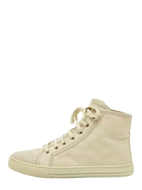 Gucci Gg Canvas Leather Hi-top Sneakers - Neutrals