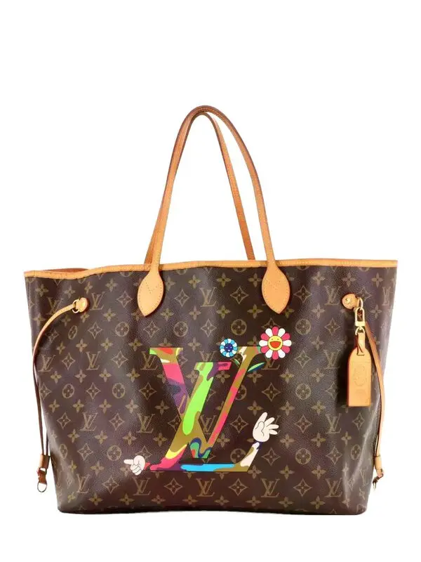 LOUIS VUITTON Neverfull Limited Edition Murakami Moca Hands Gm Tote Bag - Brown