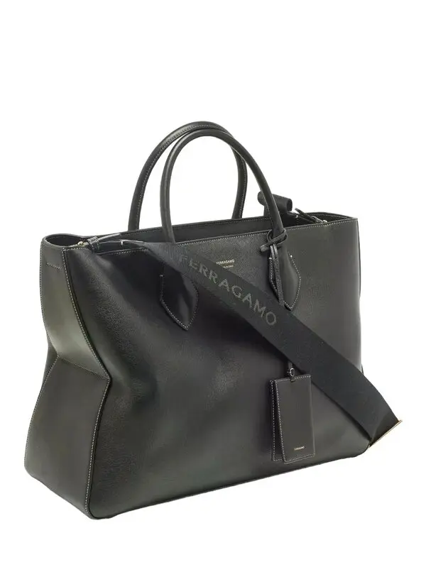 FERRAGAMO Large Leather Tote Bag - Black
