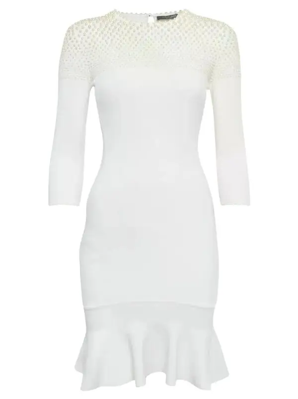 Alexander McQueen Pearl-embellished Dress - White