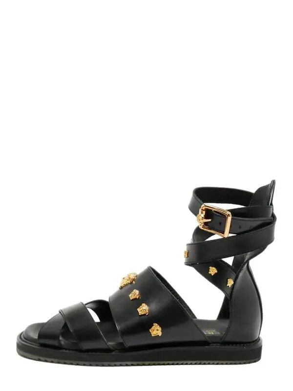 Versace Medusa Leather Sandals - Black