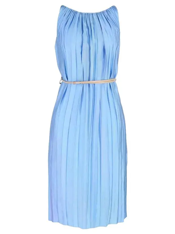 Nina Ricci Pleated Belted Dress - Blue