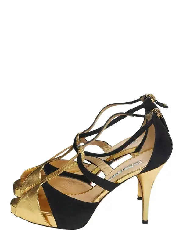 Oscar De La Renta Leather Stiletto Sandals - Gold