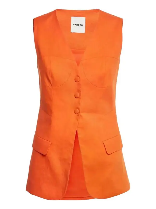 Sandro Buttoned Vest - Orange