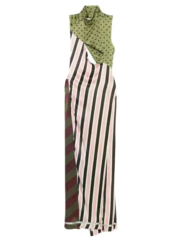 Jean Paul Gaultier Patchwork Sleeveless Maxi Dress - Green