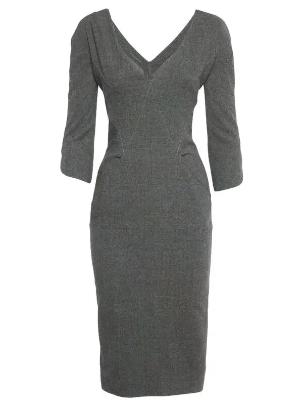 Alexander McQueen V-neck Dress - Grey