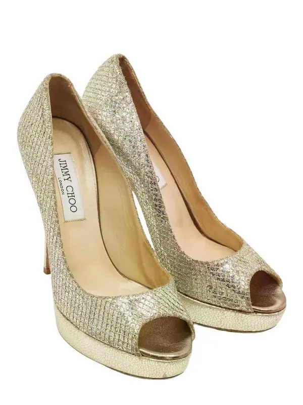 JIMMY CHOO Luna Peep-toe Pumps - Gold