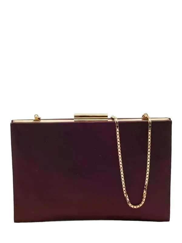 FERRAGAMO Frame Satin Clutch - Purple