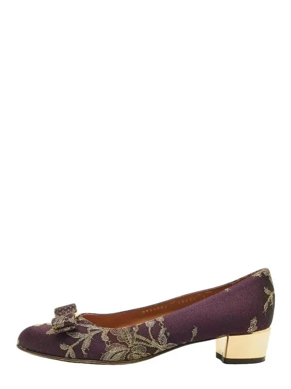 FERRAGAMO Brocade Bow-embellishment Pumps - Purple