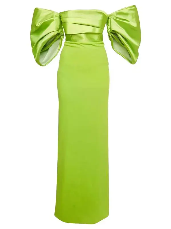 Solace London Sculpted-sleeves Dress - Green