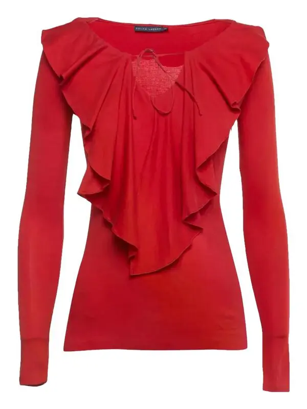 Polo Ralph Lauren Ruffled Long-sleeves Top - Red