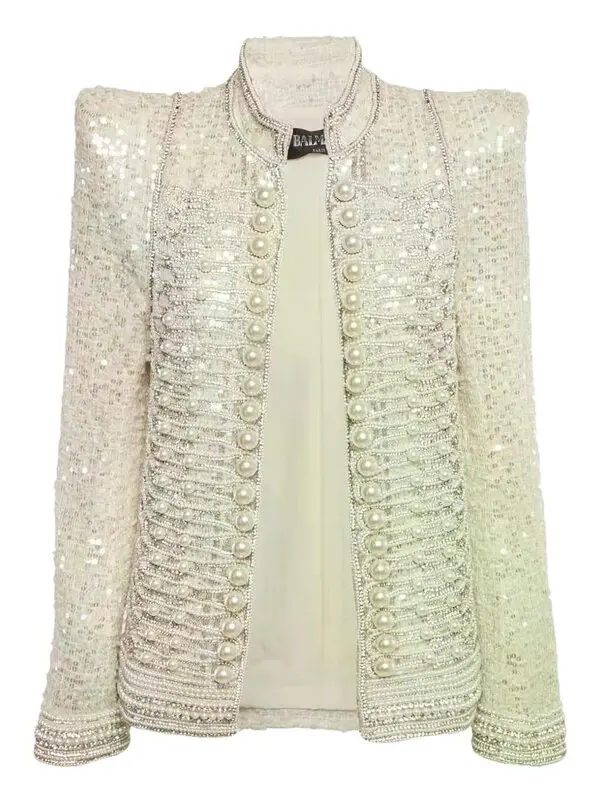 Balmain Embellished Tweed Jacket - Neutrals