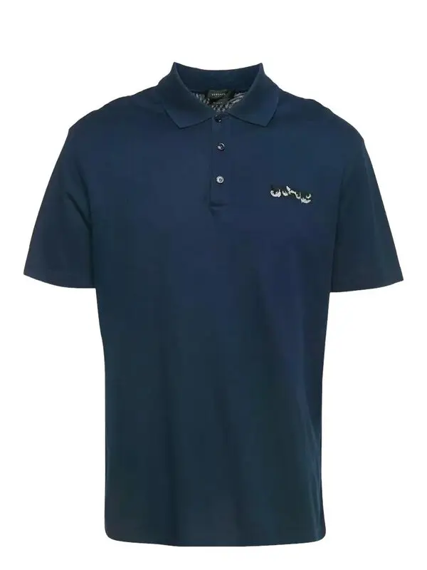 Versace Logo-embroidered Polo Shirt - Blue