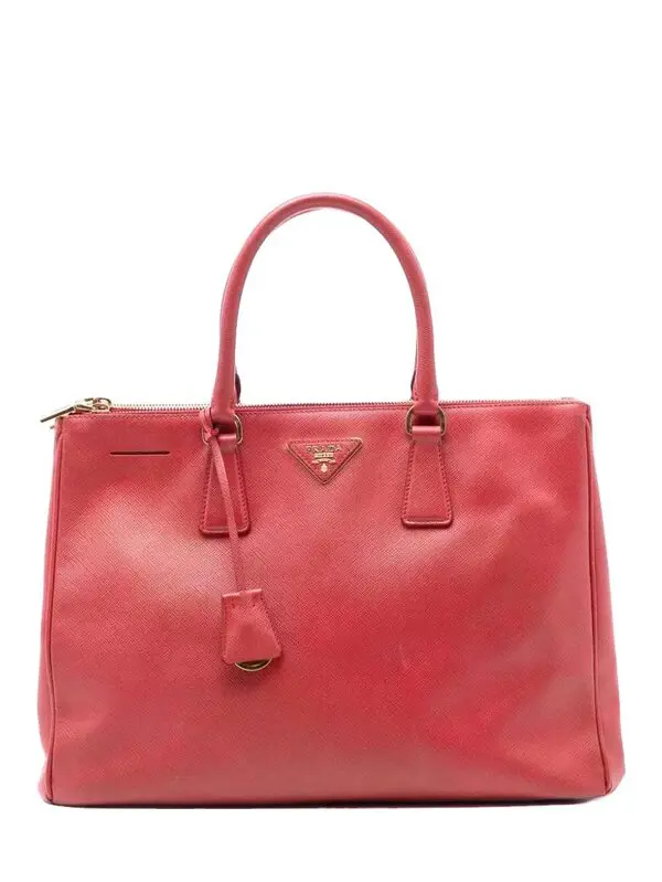 Prada Large Saffiano Lux Galleria Double Zip Satchel - Red