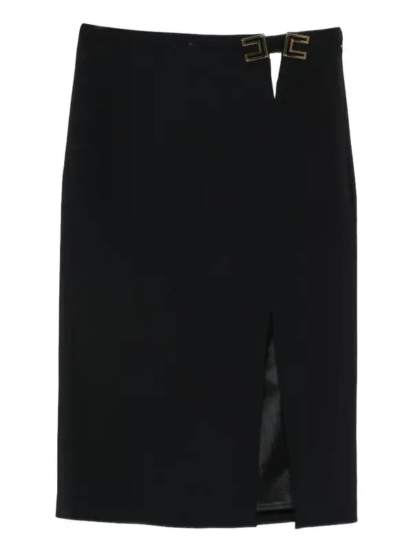 Elisabetta Franchi Logo-embellishment Side-slit Midi Skirt - Black