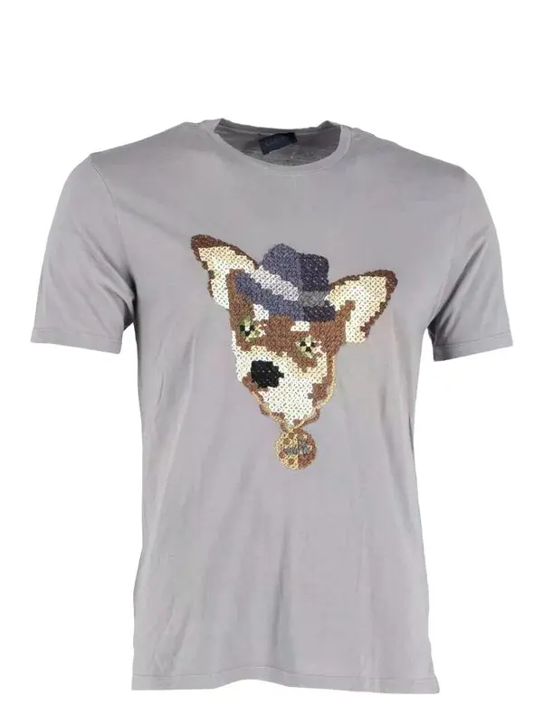 LANVIN Dog-embroidered T-shirt - Grey
