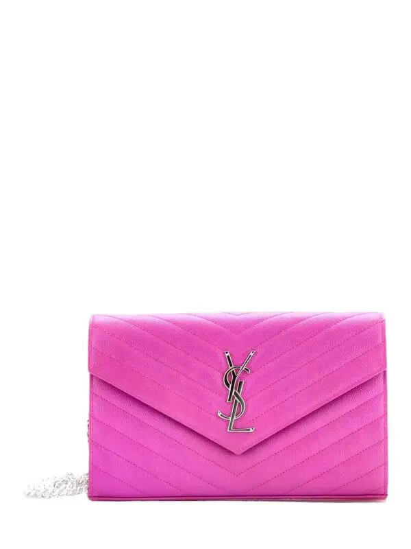 Saint Laurent Classic Monogram Wallet On Chain - Purple