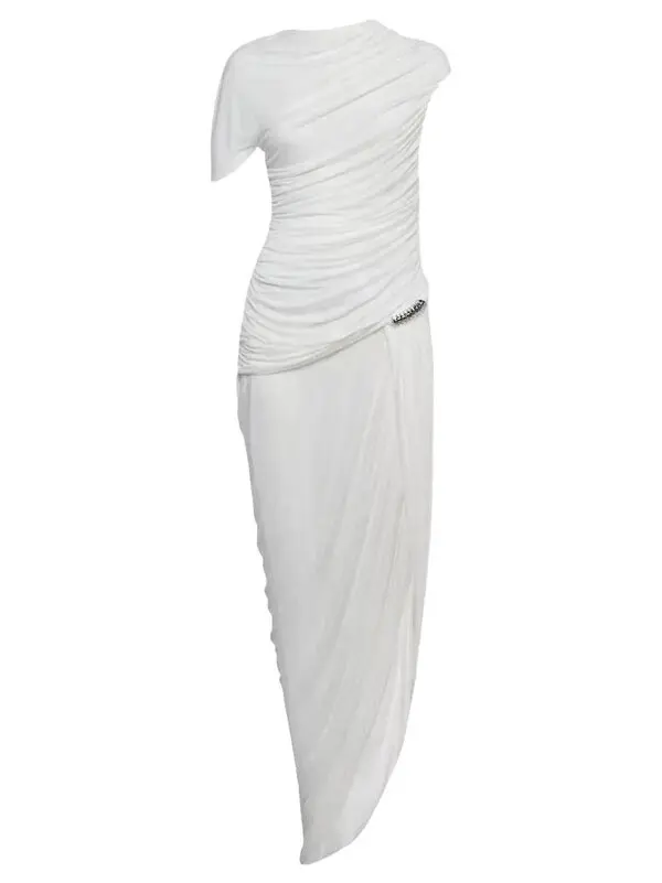 CHATS BY C.DAM Ruched Brooch Maxi Dress - White