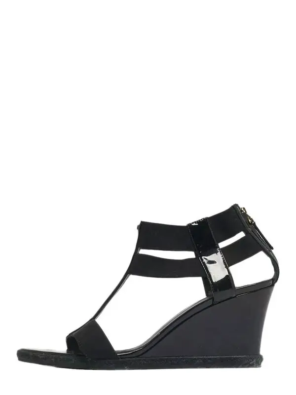 Fendi Leather Wedge Sandals - Black