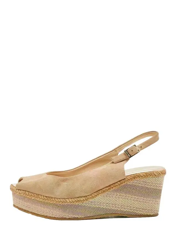 JIMMY CHOO Suede Slingback Wedge Pumps - Neutrals