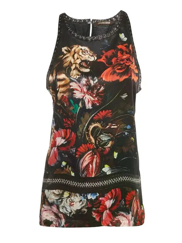 Roberto Cavalli Floral-print Top - Black