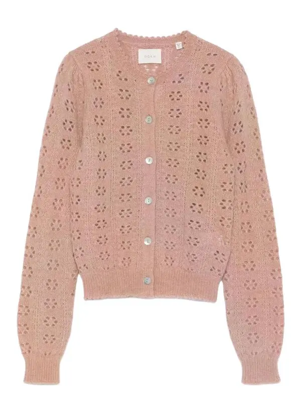 DÔEN Emory Open-work Knitted Cardigan - Pink