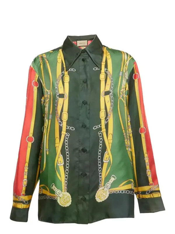 Gucci Silk Printed Shirt - Green