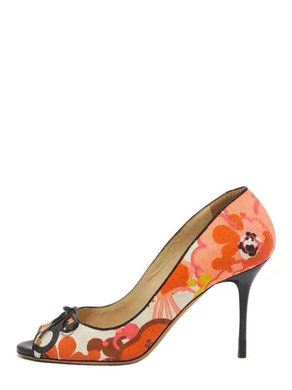 JIMMY CHOO Floral-patterned Peep-toe Pumps - Orange