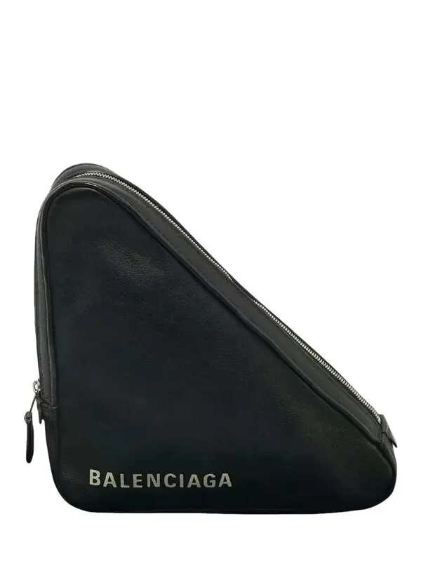 Balenciaga Triangular Leather Pouch - Black