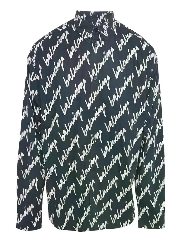 Balenciaga Logo-print Shirt - Blue