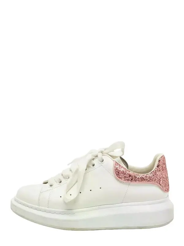 Alexander McQueen Larry Leather Glitter Sneakers - White