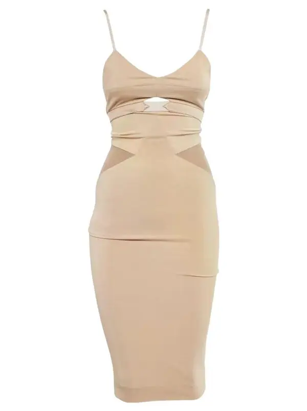 Victoria Beckham Cutout Satin Dress - Neutrals