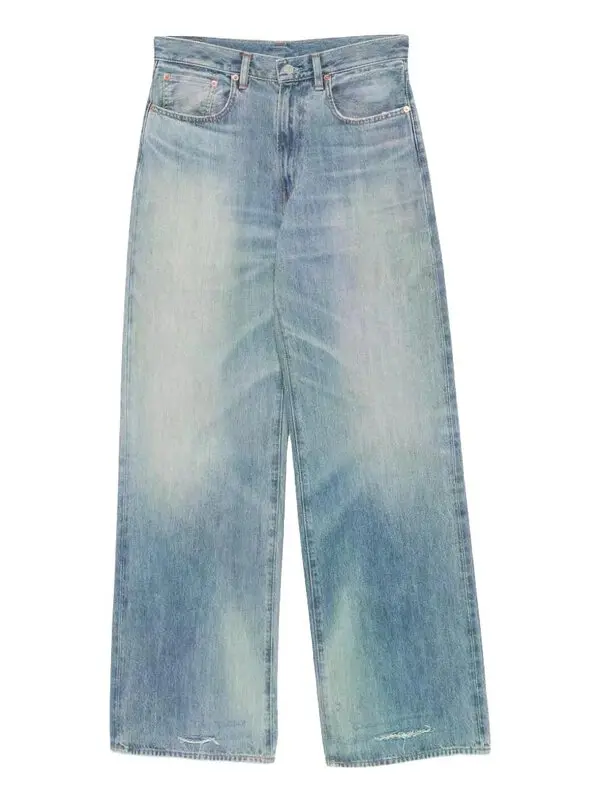 Denimist Frayed Cotton Straight Leg Jeans - Blue