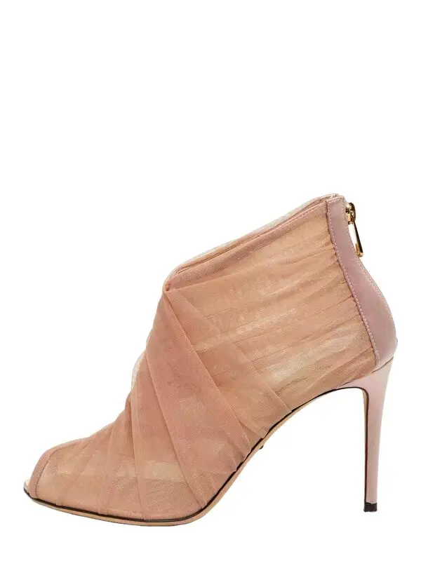 Dolce & Gabbana Ruched Satin-trim Peep Toe Boots - Pink