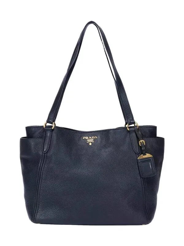 Prada Pebble-grain Tote Bag - Black