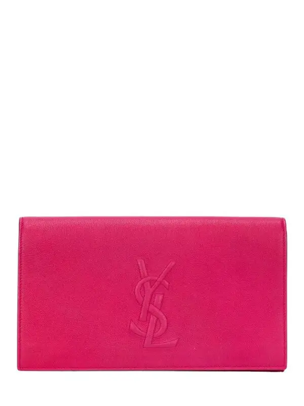Saint Laurent Logo-embossed Clutch - Pink