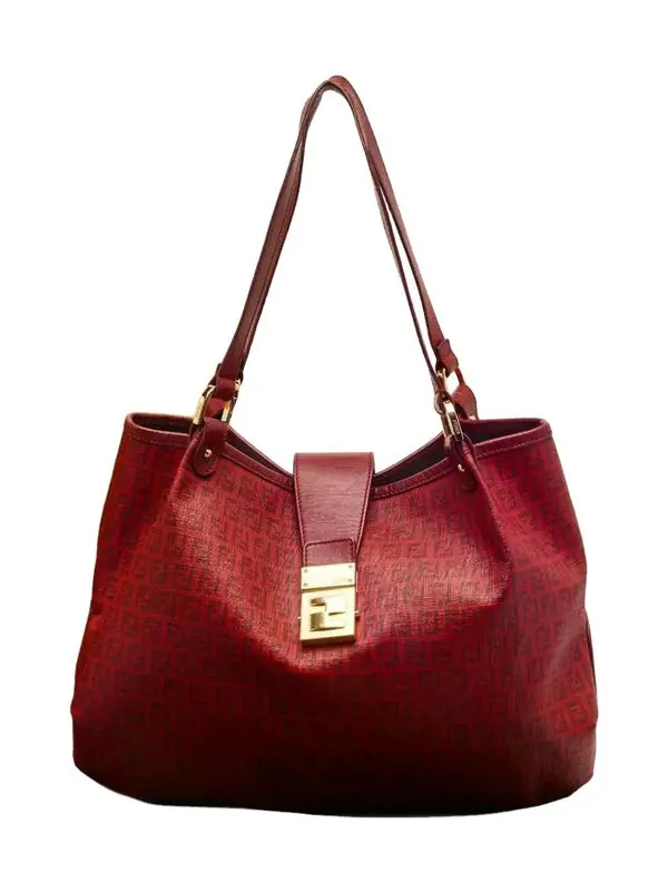 Fendi Zucchino Leather Tote Bag - Red