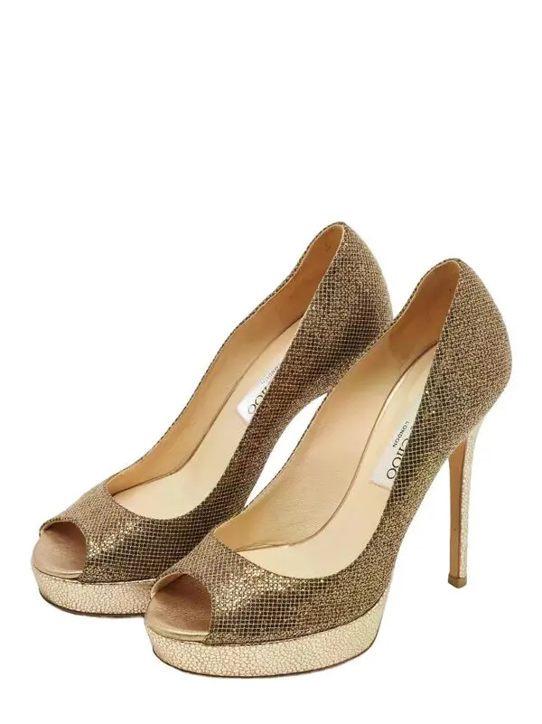 JIMMY CHOO Dahlia Platform Peep Toe Pumps - Gold