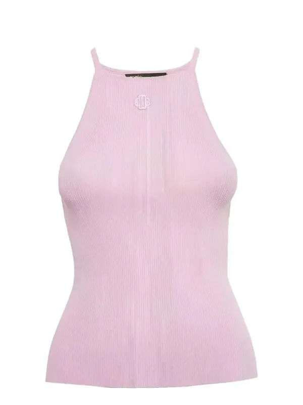 Maje Ribbed Logo Tank Top - Pink