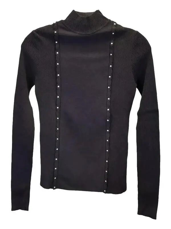 Red Valentino Studded Turtleneck Top - Black