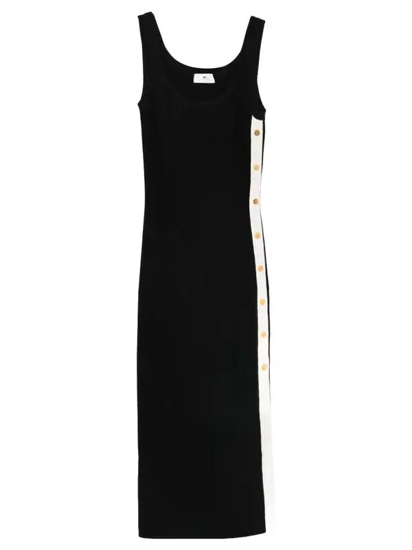 Elisabetta Franchi Button-detail Sleeveless Midi Dress - Black
