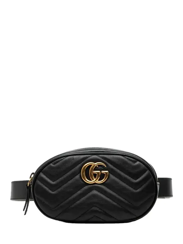 Gucci Gg Marmont Matelasse Leather Belt Bag - Black
