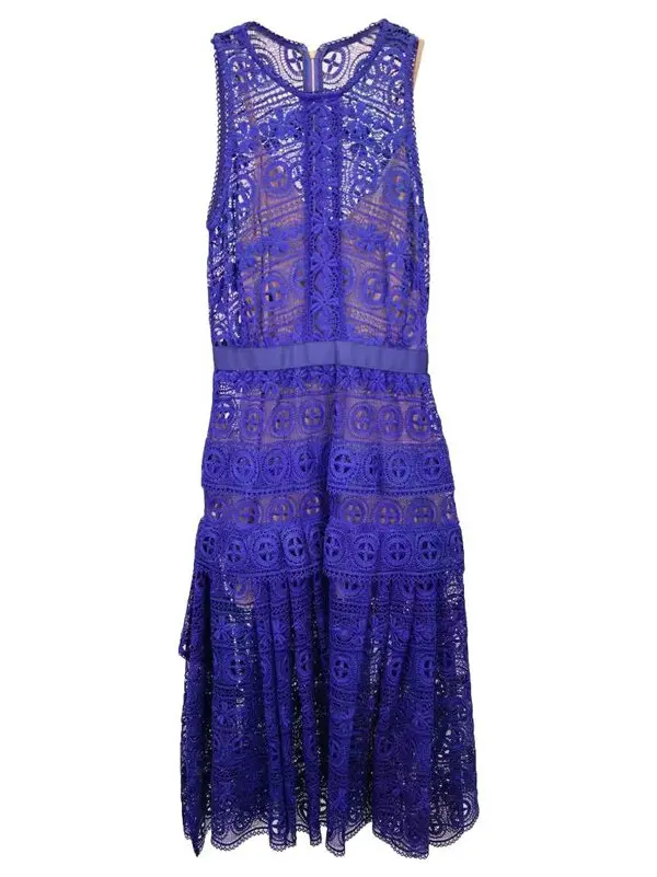 SELF-PORTRAIT Lace-pattern Midi Dress - Blue