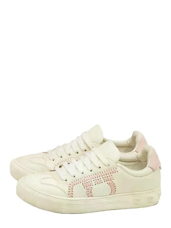 FERRAGAMO Leather Gancini Sneakers - Neutrals