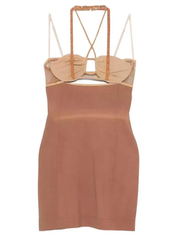 NENSI DOJAKA Draped Double Bra Mini Dress - Neutrals