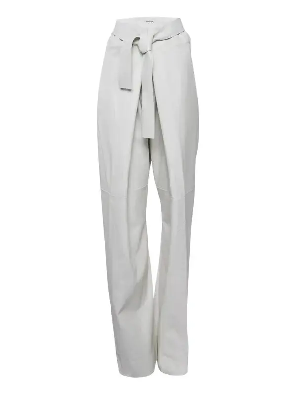 FERRAGAMO Leather Elasticated-waist Trousers - Grey